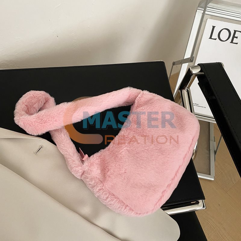 Underarm Plush Tote | Pink Plush Handbag | White Plush Tote | Master ...