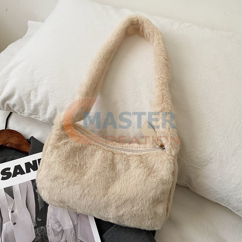 Underarm Plush Tote | Pink Plush Handbag | White Plush Tote | Master ...