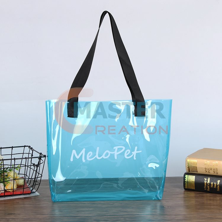 Blue PVC Tote | Printed PVC Bag | Transparent Blue Bag | Master ...