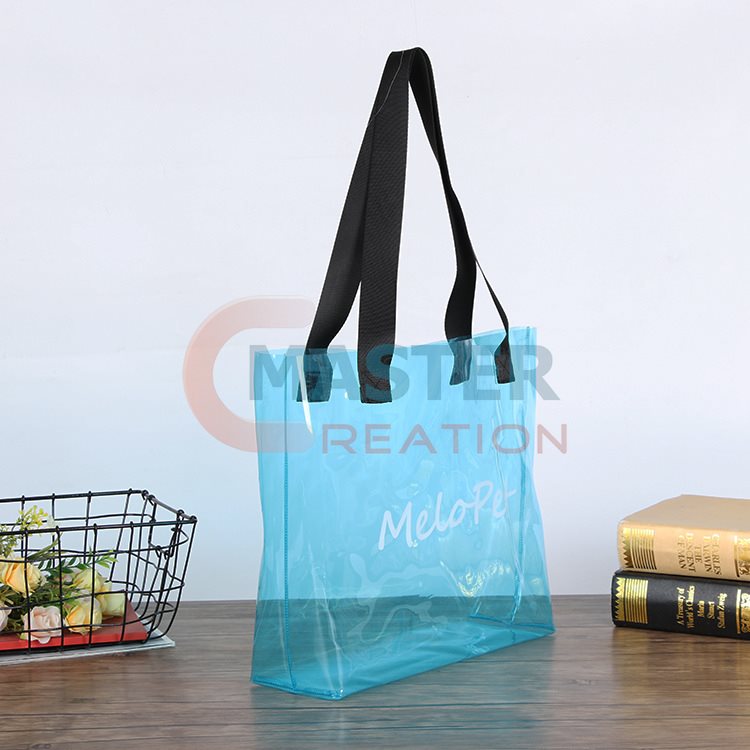Blue PVC Tote | Printed PVC Bag | Transparent Blue Bag | Master ...