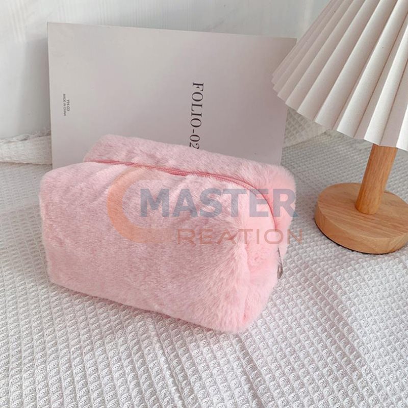 Plush Cosmetic Bag | Colorful Plush Bag | White Fluffy Bag | Master ...