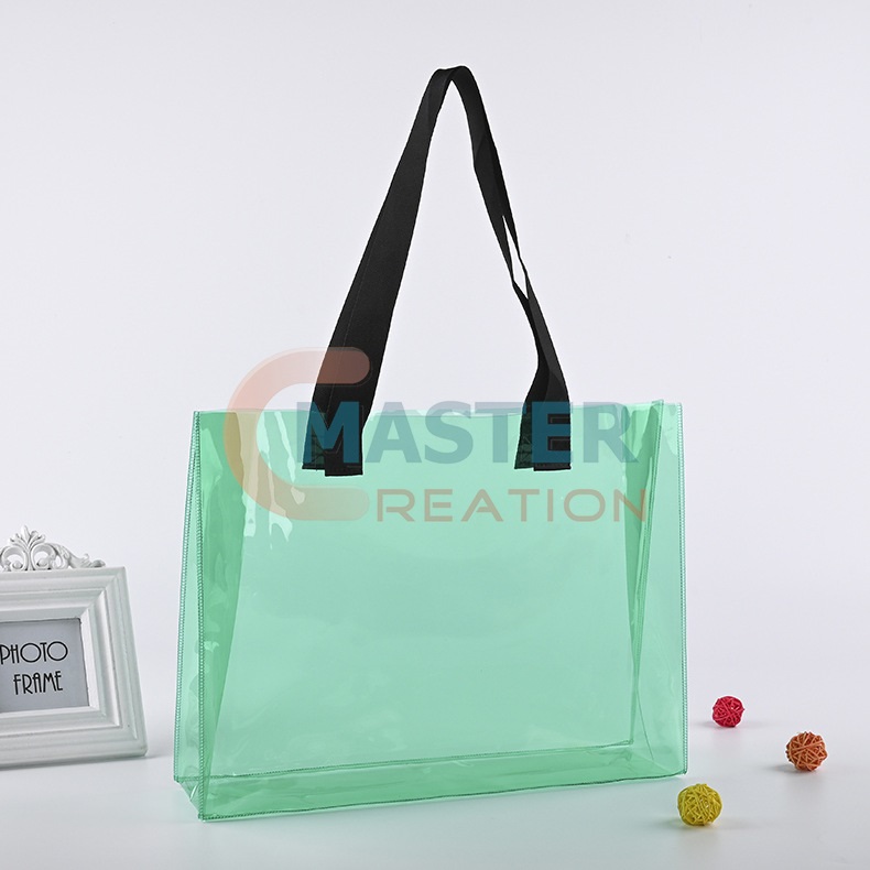 Clear Travel Handbag | Fluorescence Green Tote | Clear Green Tote ...